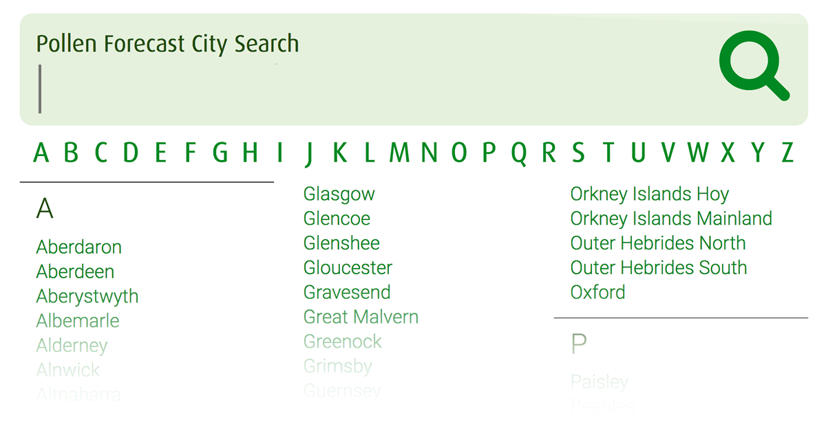 Find your nearest local pollen forecast