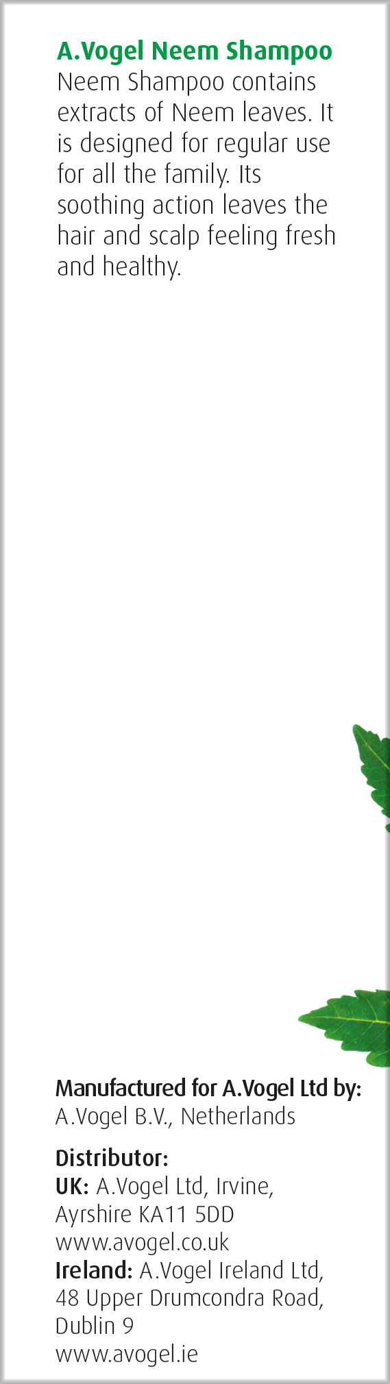 Neem Shampoo from A.Vogel – an everyday shampoo containing neem leaf ...